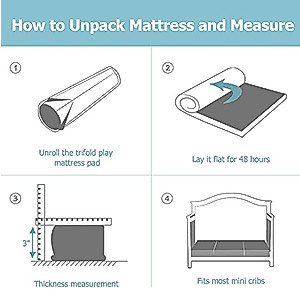 UBBCARE Waterproof Pack and Play Mattress, Portable Crib Mattress for Babies and Toddlers, Memory Foam 38 X 26 X 3 Inches Dual Sided Mattress, Washable Cover & Storage Bag