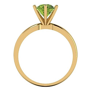 Clara Pucci 1.50 ct Round Cut Solitaire Genuine Natural Green Peridot Engagement Bridal Promise Anniversary Ring in 14k yellow Gold