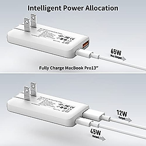 TREBLEET Ultra Thin 65W USB C Charger, Foldable for Travel, Flat Dual Port with PD 3.0 & GaN Tech for Laptops, MacBook, iPad Pro, iPhone 13/13 Pro, iPad Pro,S22, Galaxy Book, LG Gram, XPS, Pixel
