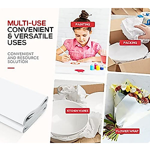Packaging Paper (~ 5LB Bulk Pack) Size ~ 27" x 17" Unprinted Clean Newsprint Paper Sheets Ideal for Moving, Shipping, Box Filler, Wrapping and Protecting Fragile Items - Made in USA