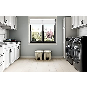 Safco Products Plastic Step-On Trash Can for Hands-Free Disposal, Great for Home/Commercial Use, 8 Gallon, Black (9924BL)