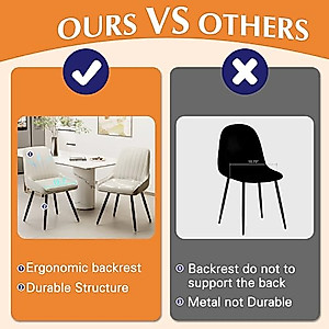 Alunaune Modern Dining Chairs Set of 2, Mid Century Upholstered Kitchen Chairs Anti Scratch Armless Leisure Accent Chair, Living Room Faux Suede Desk Side Chair with Metal Legs-Beige