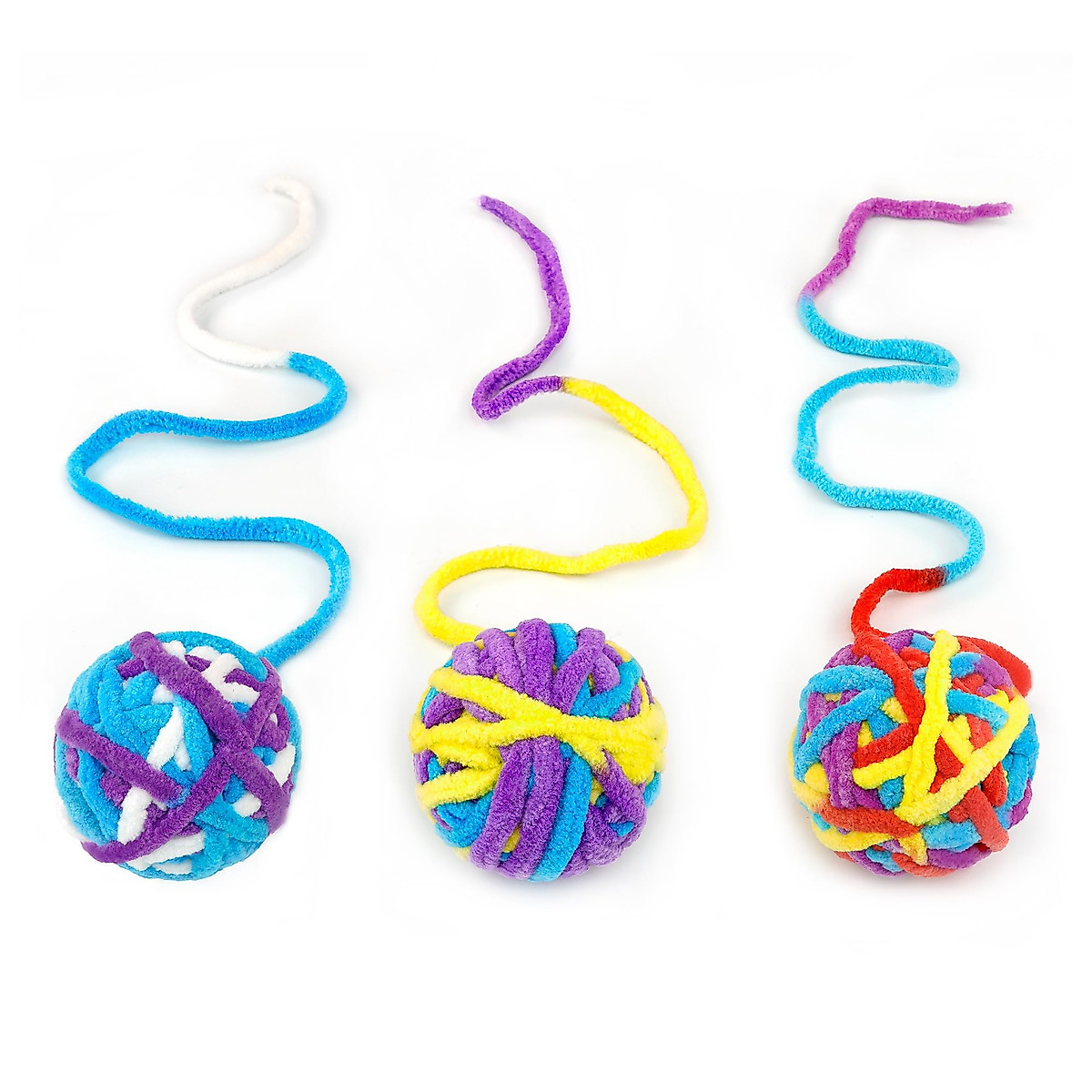 CHIWAVA 6 Pack 20" Woolen Yarn Cat Toys Ball with Bell 2" Large Indoor Cat Toy Balls Kitten Interactive Toys