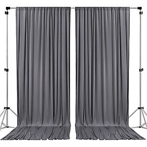 AK TRADING CO. 10 feet x 10 feet Charcoal IFR Polyester Backdrop Drapes Curtains Panels with Rod Pockets - Wedding Ceremony Party Home Window Decorations