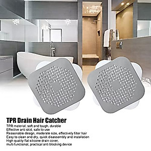 4 Pcs Drain Hair Catcher Square TPR Shower Hair Stopper with Suction Cup for Bathroom Bathtub Kitchen Gray White