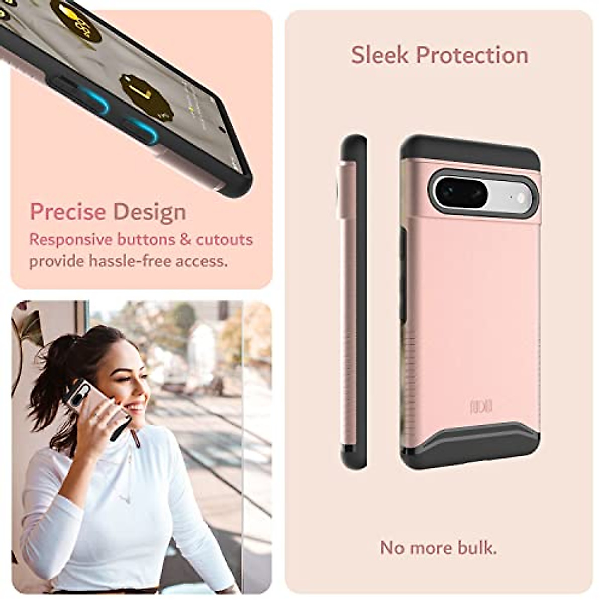 TUDIA Merge Compatible with Google Pixel 7 Case, [with mmWave 5G Antenna Cutout] Shockproof Military Grade Slim Dual Layer Protection for Pixel 7 2022 - Rose Gold
