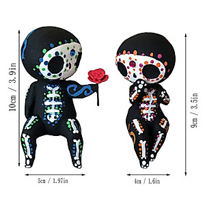Jocund A Set of Lovely Sugar Skull Couple Figurine Statues,Hand Crafts Resin Ornaments,Collectible Figurines Statues for Home Office Garden Cake Topper Decorations,Wedding Halloween Decorations