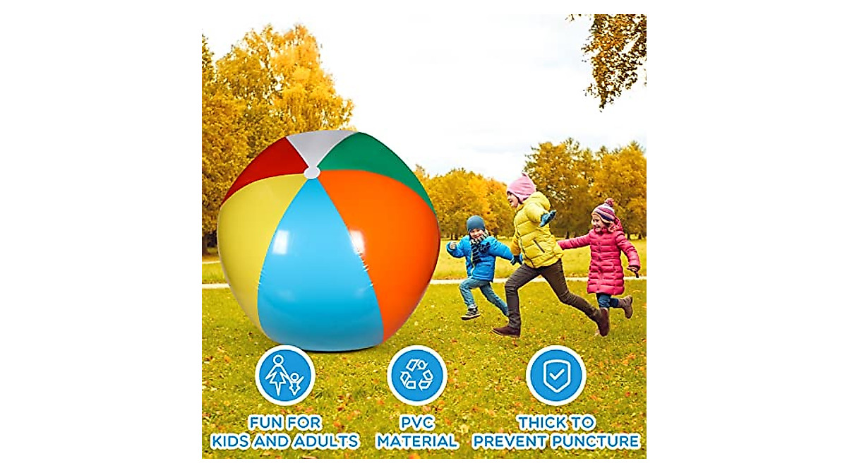 Giant 6FT Beach Balls - 3-Pack Rainbow Inflatable Fun