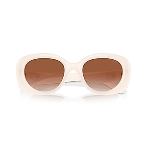 COACH Women's HC8391U Pillow Tabby Universal Fit Oval Sunglasses, Milky Cloud/Brown Gradient, 53 mm