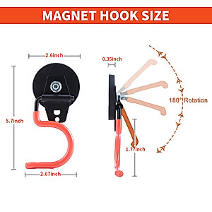 Laowu 3 PCS Magnetic Holder for Broom Mop Rake, Magnet Hooks for Hanging Cleaning Tools, Garden Tool and Garage Tool Organizer Magnetic Hooks for Heavy Duty, Magnet Broom Mop Rake Holder