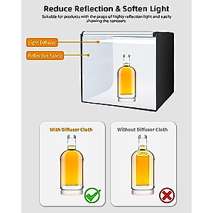Glendan Light Box Photography, 24" x 20" Professional Photo Studio Light Box, Large Photo Box with 336 High Color Rendering Index LED Lights & 6 Color PVC Backdrops for Product Photography
