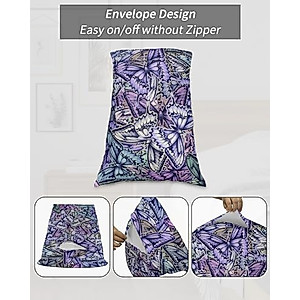 Hokiten Queen Size Pillow Covers Set of 2 - Purple Blue Teal Butterfly Microfiber Soft Pillowcases with Envelop Closure, Modern Abstract Art Lumbar Pillow Cover for Bedroom/Sofa/Couch, 20x30 Inches