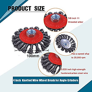 WENORA 8 Pack 4 Inch Wire Wheels for Angle Grinder, Wire Brush Wheel for 4 1/2 Angle Grinder, Twist Knotted Carbon Steel Angle Grinder Wire Wheel with 5/8" Thread Arbor