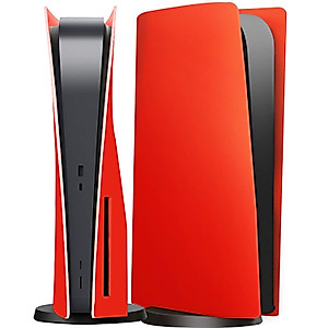 PS5 Console Replacement Shell, Megadream Hard ABS Shockproof Anti-Scratch Dustproof PS5 Console Case Cover Replacement Plate Shell for PS5 Console Disc Edition - Red
