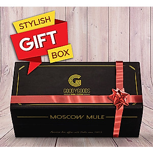 G GOODYGOODS Moscow Mule Copper Mugs: Make Any Drink Taste Much Better! 100% Pure Solid Copper His & Hers Gift Set- 2 Hammered 16 OZ Copper Cups 2 Unique Straws, Jigger & Recipe Booklet!