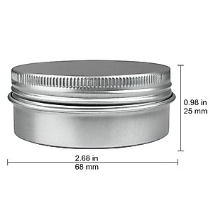 Aluminum Tin Jars, Cosmetic Sample Metal Tins Empty Container Bulk, Round Pot Screw Cap Lid, Small Ounce for Candle, Lip Balm, Salve, Make Up, Eye Shadow, Powder (12 Pack, 2 Oz/60ml)