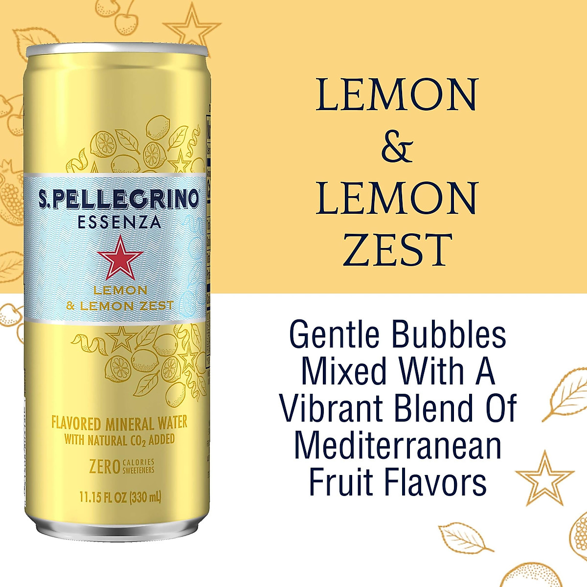 S.Pellegrino Essenza Lemon Lemon Zest Flavored Mineral Water, 11.15 fl oz. Cans (24 Count)