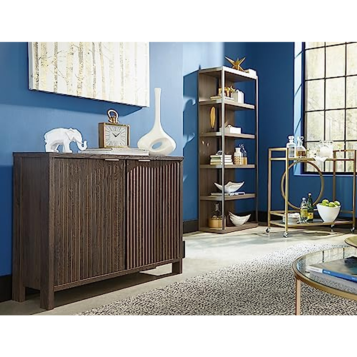 Sauder International Lux Bar Cart, Satin Gold Finish