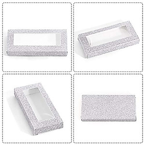 MAGEFY 30 Pieces Eyelashes Packaging Box, Empty Eyelash Boxes Lash Box Packaging Glitter Paper Eyelash Storage Box Soft Paper Lash Case (Silver)