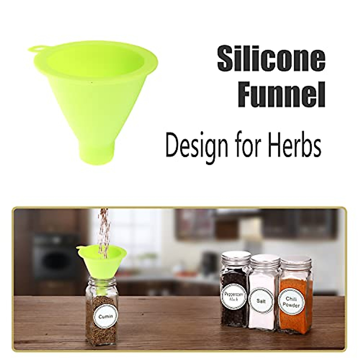 SWOMMOLY 25 Glass Spice Jars/Square Spice Bottles, 4oz Empty Spice Containers with 806 White Spice Labels, Pour/sift Shaker Lid, Airtight Cap, Chalk Marker and Funnel Complete Set