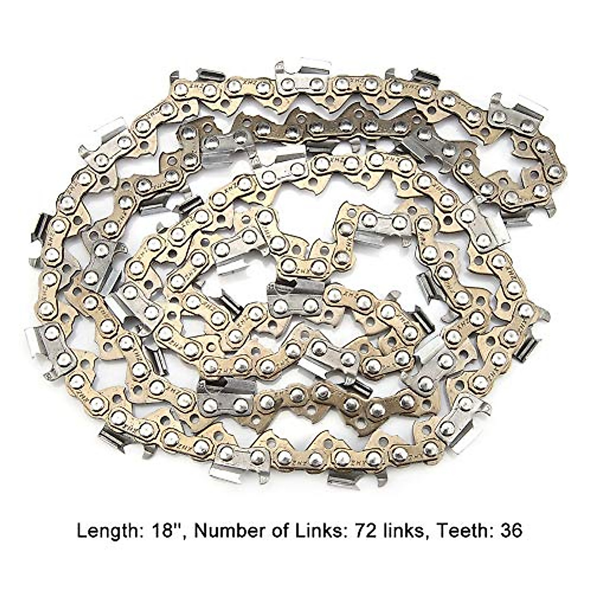 18 Inch Thick Rolled Steel Chain Saw Garden Tool hine Replacement Accessories for Patio Lawn Garden (72 Links, Teeth: 36)