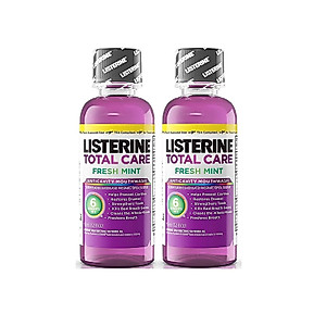 Listerine Total Care Fresh Mint Antiseptic Mouthwash, Travel Size 3.2 Ounces (95ml) - Pack of 2