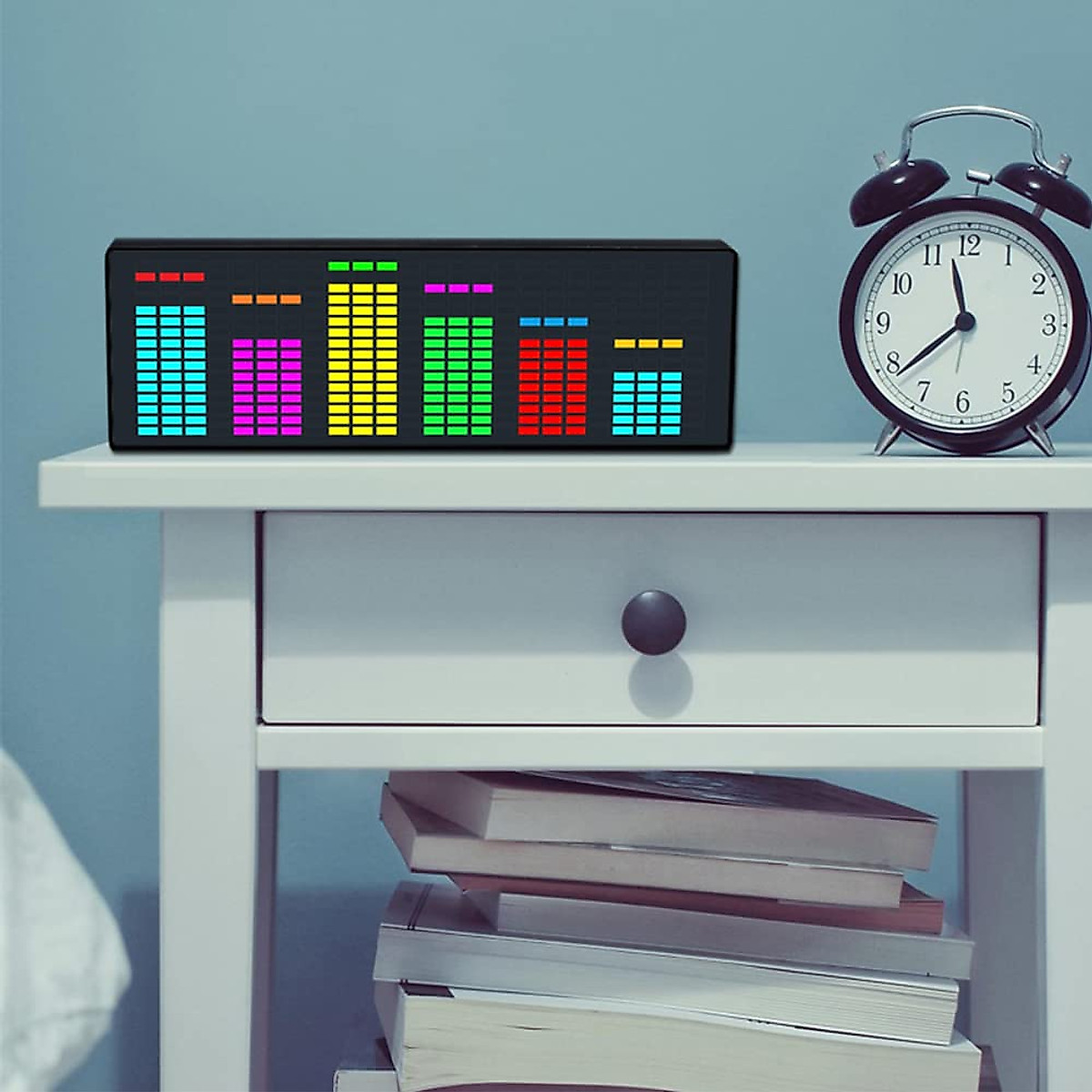 Led Music Spectrum Display,Voice-Activated Pickup Music Rhythm Lights,1624RGB Pickup With 12 Display Modes, 7 Color Modes, Creative Colorful LED Ambient Light black Spectrum voice + wire control