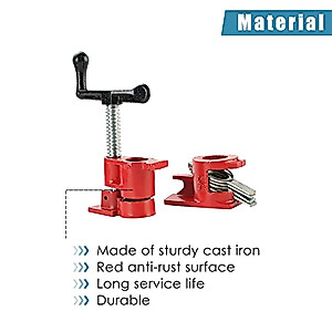 FLK Tech 4 Pack 3/4” Wood Gluing Pipe Clamp Set Heavy Duty