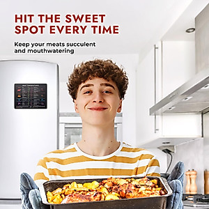 Levain & Co Meat Temperature Magnet - Beef, Poultry, Fish & Pork Cooking Temperature Chart - Horizontal Meat Temperature Chart - Meat Temp Magnet Kitchen Tools Cooking Gadgets - Fridge Accessories