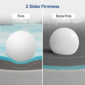 Extra Firm Mattress Topper Full, 3 Inch Memory Foam Mattress Topper Cooling Gel Bamboo Charcoal Bed Topper for Pain Relief, High Density Firm Mattress Pad with Removable Cover, CertiPUR-US Certified