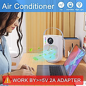 Abandship Air Cooler - Portable Conditioner Fan, Desktop with LED Display, 1000ml Capacity,Small Personal Cooling Fan 7 Colors Light,3 Speeds for Office Home Room