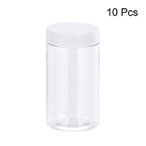 uxcell Round Plastic Jars with White Screw Top Lid, 8oz/ 250ml Wide-mouth Clear Empty Containers for Storage, Organizing, 10Pcs