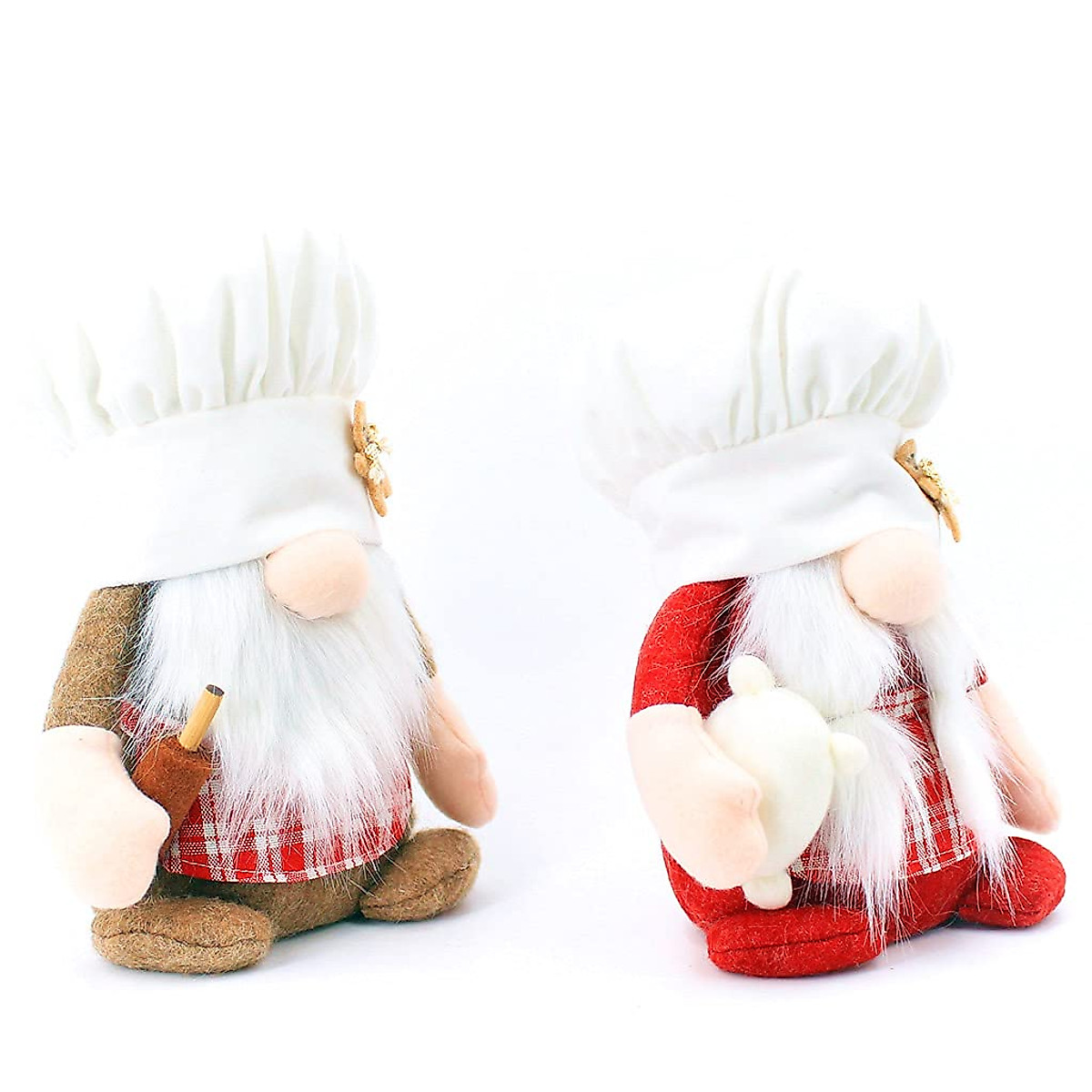 Yeahii Chef Gnome Plush Doll Cloth Handmade Baker Decoration for Tiered Tray Shelf Table Party Wedding Home Garden Ornament (A+B)