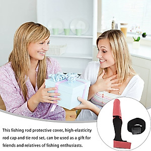 Mipcase 2 Sets Fishing Rod Protector Fishing Pole Practical Fishing Rod Sleeve Fishing Rod Sock Fishing Tool Cord Winder Fishing Kit Rod Guard Cap High Elasticity Elastic Band Handle Cover