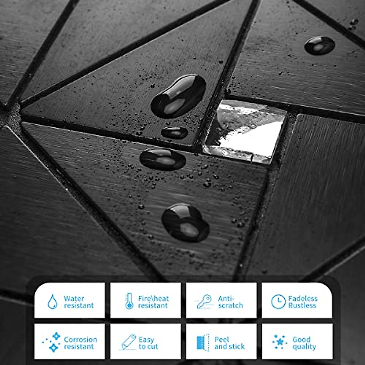 Art3d 10-Sheet Peel and Stick Backsplash Metal Mosaic Tiles for Kitchen Wall Decor, Stick on Aluminum Composite Tiles Stikers, Black Windmill Puzzle Glass Mixed