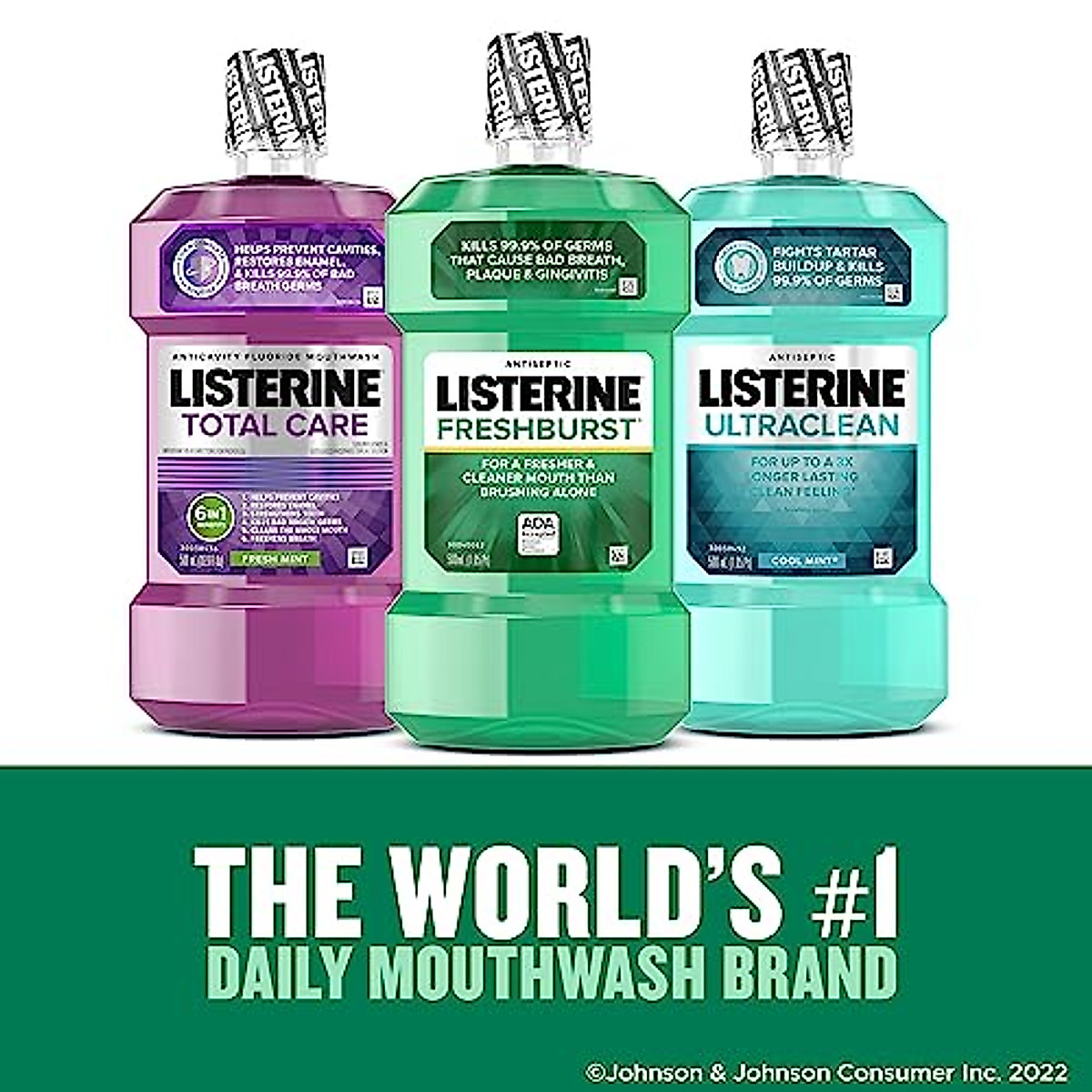 Listerine Freshburst Antiseptic Mouthwash for Bad Breath, Kills 99% of Germs That Cause Bad Breath & Fight Plaque & Gingivitis, ADA Accepted Mouthwash, Spearmint, 1.5 L