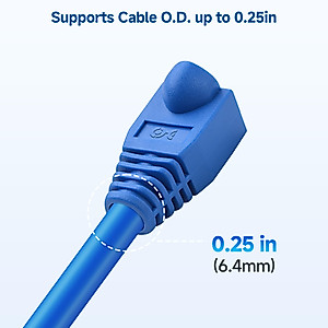 Cable Matters 8-Color 200-Pack Cat6 / Cat5e RJ45 Strain Relief Boots, RJ45 Boot, Cat6 Boot, CAT6 Ethernet Boots, Fits 6.4mm (0.25 in) Ethernet Cables