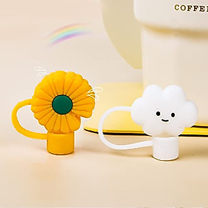 7 Pcs Stanley Straw Cover Suitable for Stanley 30&40 Oz Tumblers, 10mm/0.39in straw covers for reusable straws, straw cover/straw topper/Silicone straw covers, Efficient Dust-Proof Straw Covers Cap