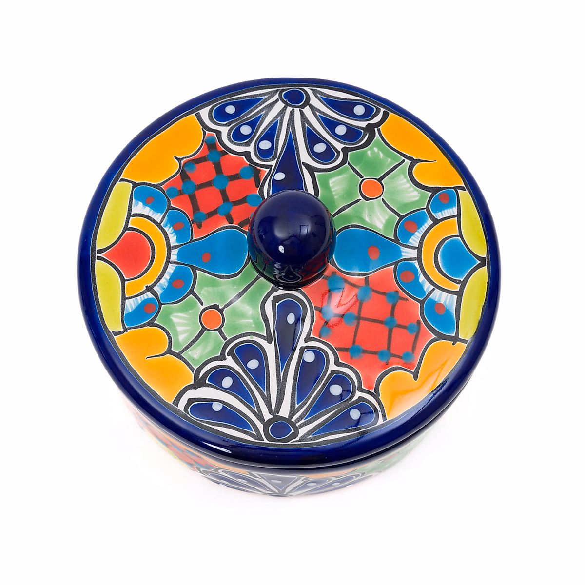 Enchanted Talavera Traditional Authentic Mexican Hand Painted Talavera Ceramic Tortilla Warmer Bowl With Lid Colorful Spanish Mexican Serveware Roti Pancakes Party Serving, Turquoise