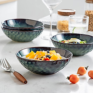 vancasso Starry 24oz Cereal bowls, Porcelain Set of 4 Pasta Bowls Lead-free Soup Bowls, Green Bowl for Kitchen, Ceramic Bowls for Cereal Soup Oatmeal Salad, Dishwasher & Microwave Safe
