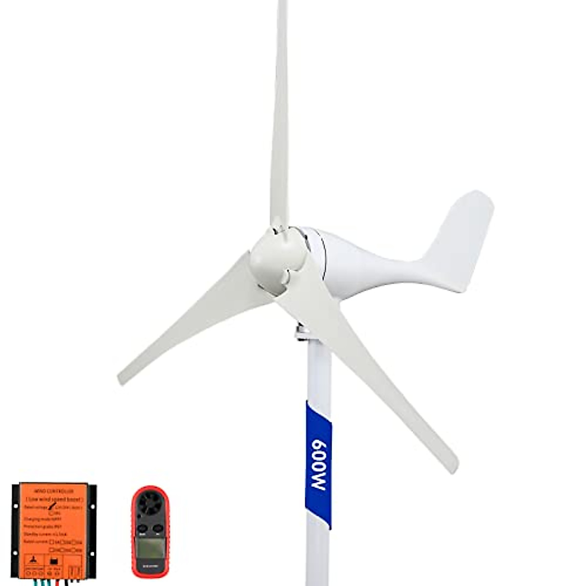 Vacayinsider 600W Wind Turbine Generator Kit 12V 3 Blades, with Charge Controller, Wind Power Generator for Off Grid System, Windmill Generator Suit for Home Hybrid Solar Wind System
