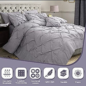 BedsPick Comforter Set Cal King (102"x 108"), Pinch Pleated Bedding Sets 3 Pieces, Pintuck Cationic Dyeing California King Comforter & 2 Pillow Shams, Down Alternative All Season Oversized Bed Set