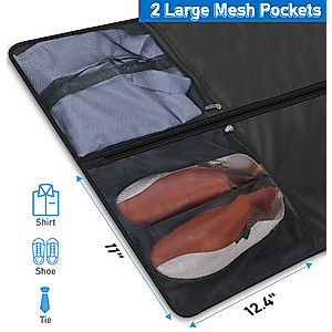 MISSLO 43" Heavy Duty Garment Bags for Travel 6" Gusseted Suit Bags for Closet Storage 4 Handles Hanging Clothes Bag with Pocket Mens Suit Cover for Shirts, Coats, Dresses