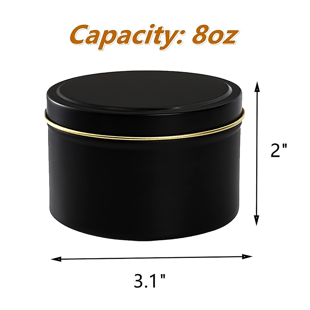 Frcctre 24 Pack Candle Tin, 8 Oz Black Metal Candle Jar with Lid, Bulk Candle Jar Candle Containers for DIY Candle Making, Arts, Crafts, Storage and Gifts