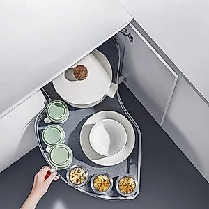 LOVKIT Blind Pull Out Shelf 2 Tier Pull Out Organizer For 36 Inch Blind Corner Cabinetry Double Layer Lazy Susan Rotating Shelves For Under Countertop Space Left Swing Out Tray Black Corner