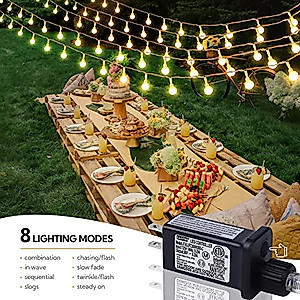 HEYFUNi 39ft 100 LED Globe String Lights Bedroom, Indoor String Lights with 8 Lighting Modes, Plug in Globe Fairy Lights for Bedroom Patio Party Outdoor Wedding Garden Decor