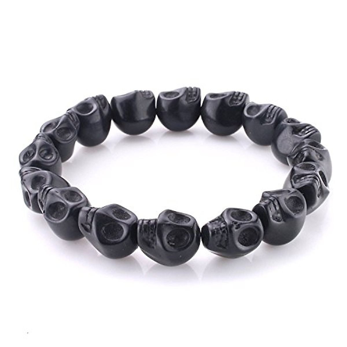 JEWELRIESHOP Skull Bracelet Colorful Howlite Synthetic Turquoise Skeleton Tibetan Prayer Bead Mala Bracelet for Men Women