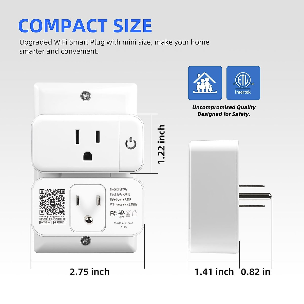 JUNLIT Mini Smart Plug, Smart Plugs That Work with Alexa and Google Home, 15A Smart Outlets with Timer & Group Controller, Timer, Schedule, Easy Setup, No Hub Required, ETL&FCC Certified, 2 Pack