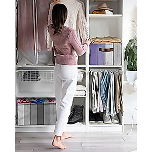 Rustic Wood Purple Cube Storage Organizer Bins with Handles,1PC Collapsible Canvas Cloth Fabric Storage Basket,Farmhouse Ombre Grey White Color Books Kids' Toys Bin Boxes for Shelves,Closet