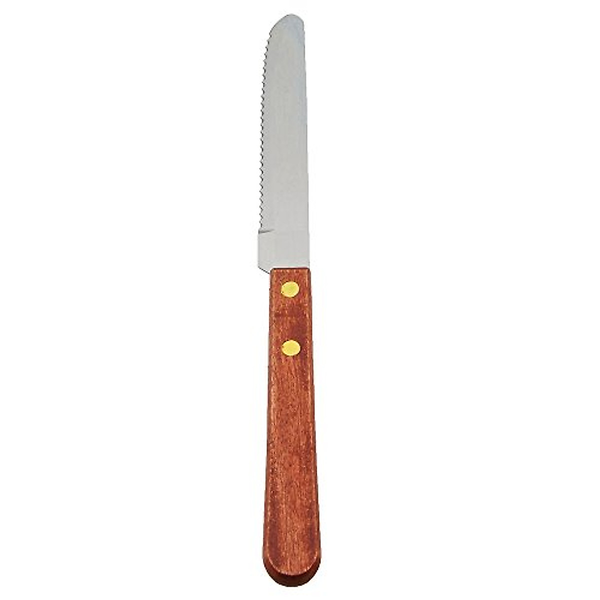 Tezzorio (Set of 48) Stainless Steel Rounded Serrated 4-Inch Blade Steak Knives with Wood Handles, Commercial Quality Steak Knives, Restaurant Steak Knives